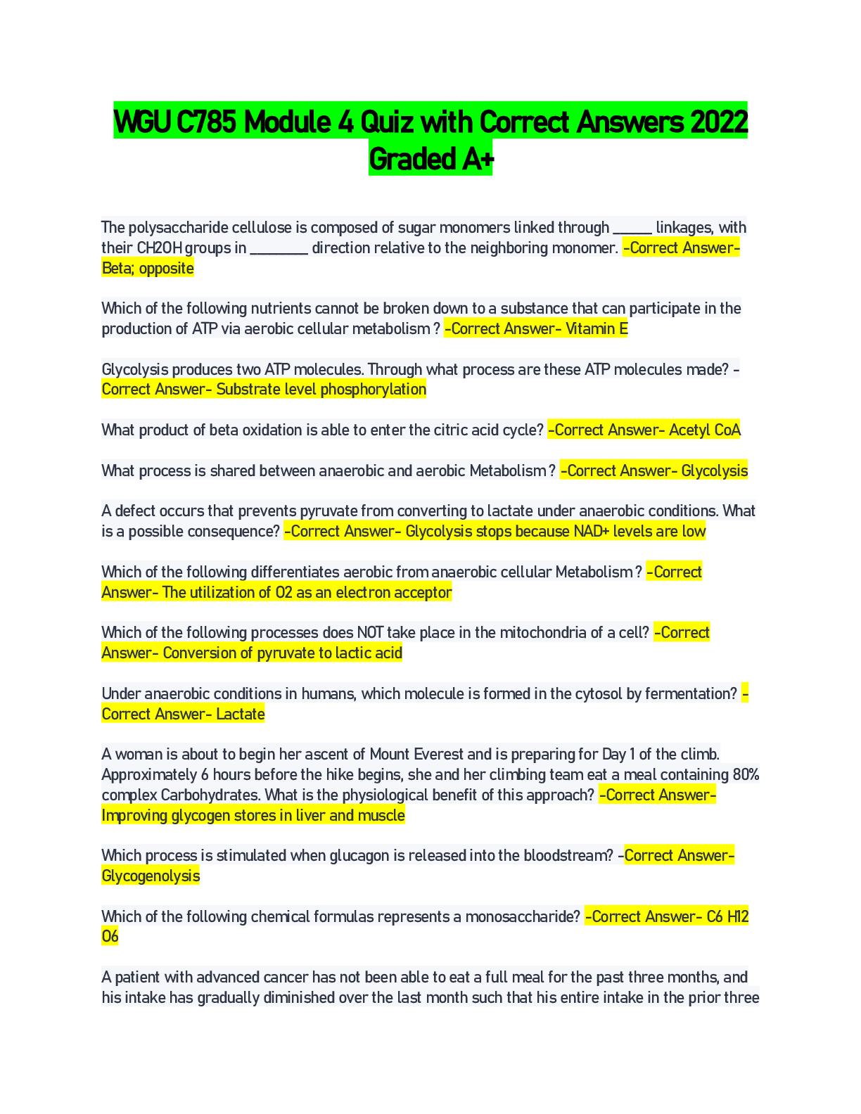 Wgu C785 Module 4 Quiz With Correct Answers 2022 Graded A Scholarfriends 4383